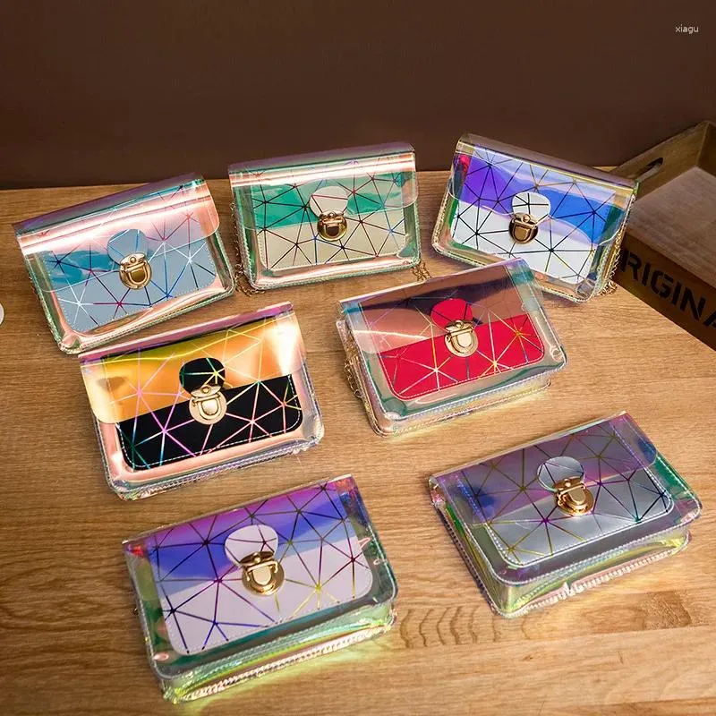 Korean Plaid Holographic Clutch Bag With Dazzling Print And Lock Catch ...