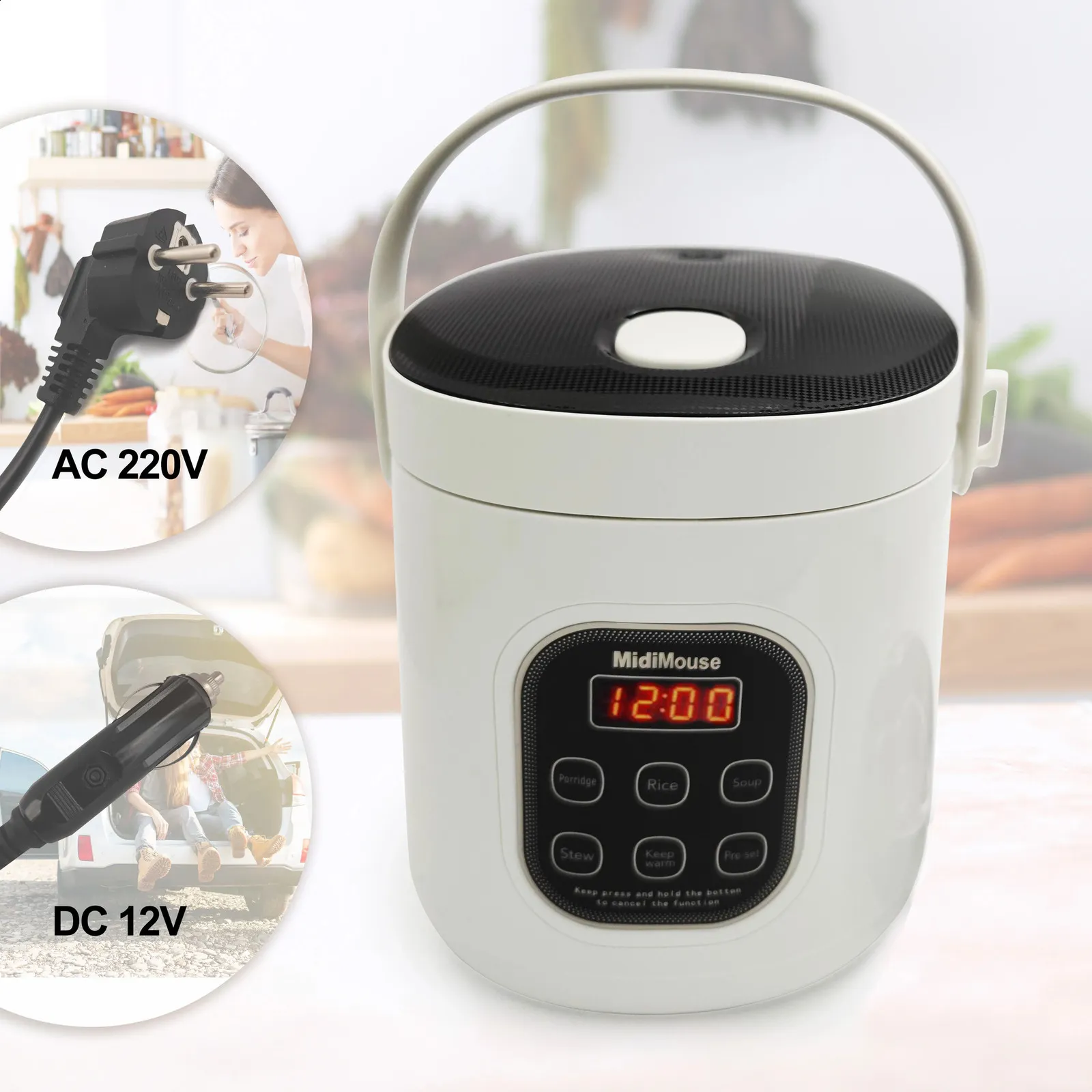 Portable Rice Cooker 12V/24V/220V - For Car, Truck & Home Use - Mini ...