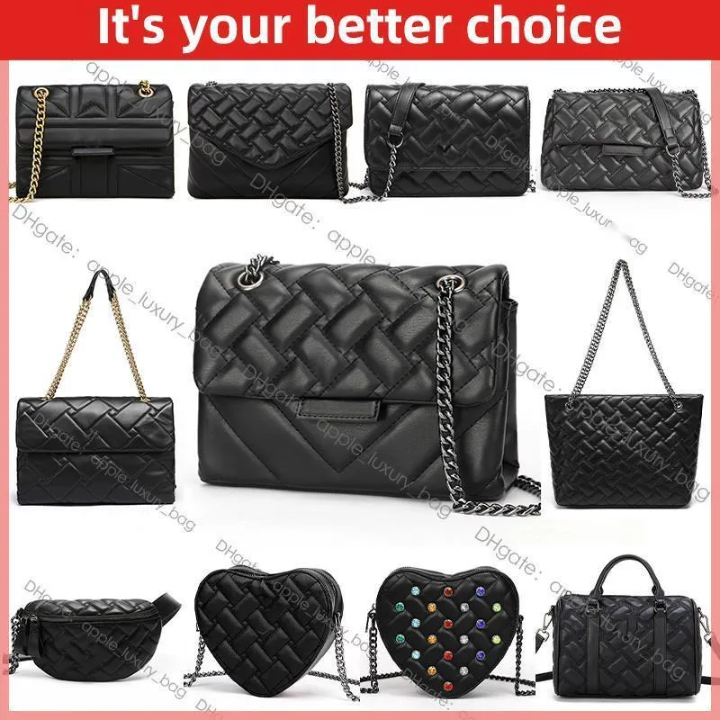 High-Quality Designer Leather black shoulder bag with Metal Chain ...