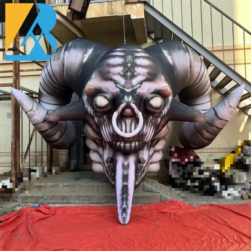 Large Inflatable Cow Skull Halloween Decoration - Festive Party Decor ...