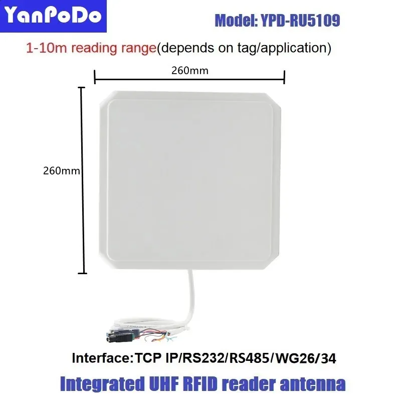 Yanpodo Gen2 UHF RFID Reader 9dBi Antenna, 110m Range, RS232/RS485/WG26 ...