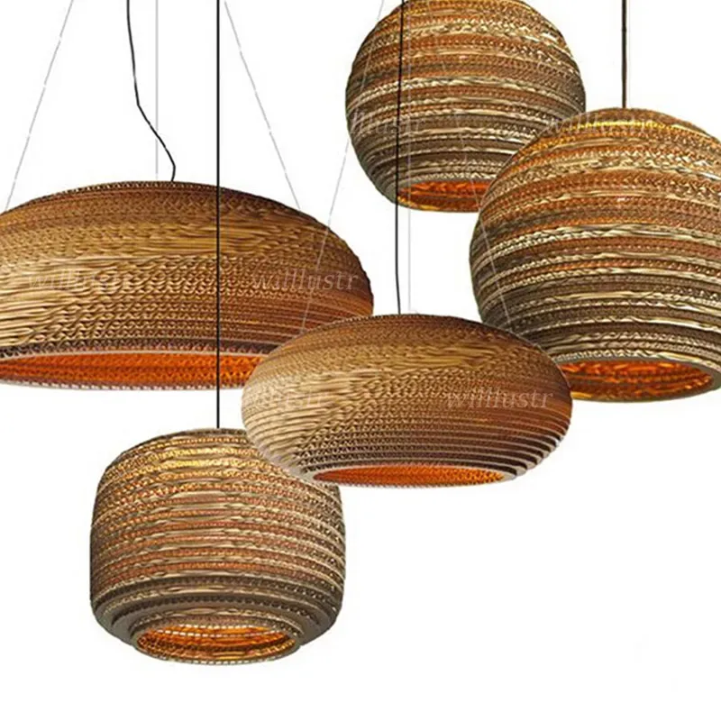 LL Handmade Corrugated Paper Pendant Lights Unique Southeast Asian Nordic Style Lighting For ...