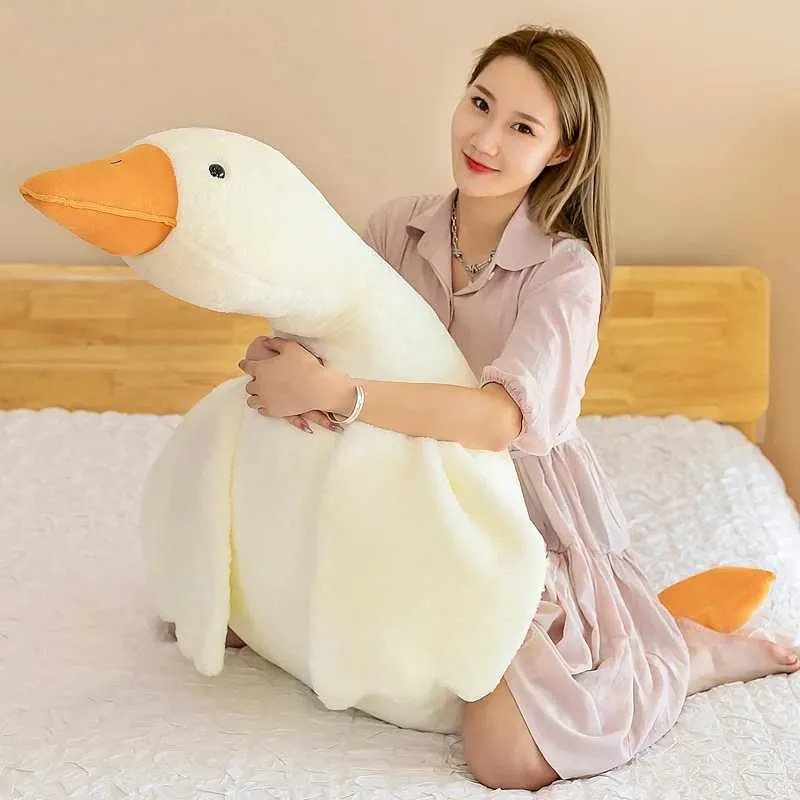 Giant Fluffy Duck Plush Toy - Soft Goose Down Filled Sleep Pillow ...