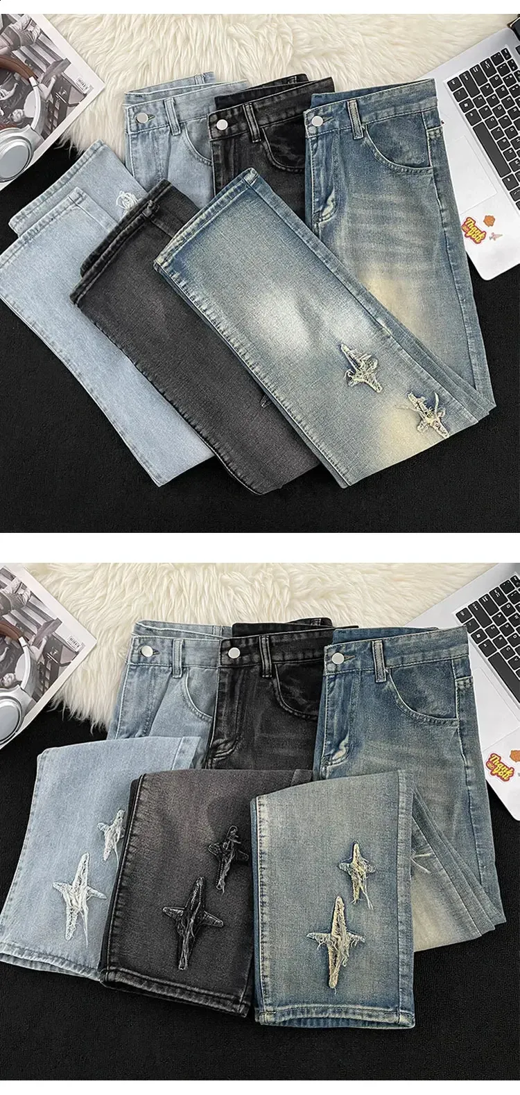 Distressed Embroidered Jeans Mens: Loose Fit, High Street Style - Shop ...