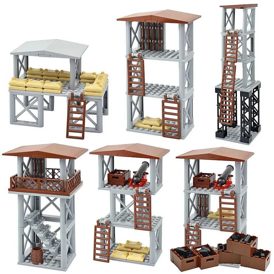 Sentry Tower Army Building Blocks Kit - WWII Cannon, Fence, Accessories ...