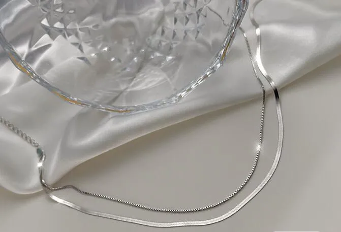 Double Layered Chain Necklace: Premium Snake Clavicle Chain, Fashion ...