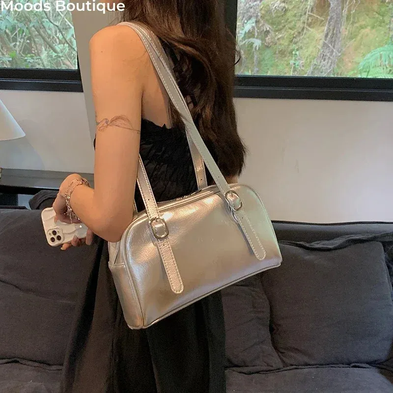 Mini Boston Shoulder Bag: Stylish Pure Color Handbag, Big Capacity ...