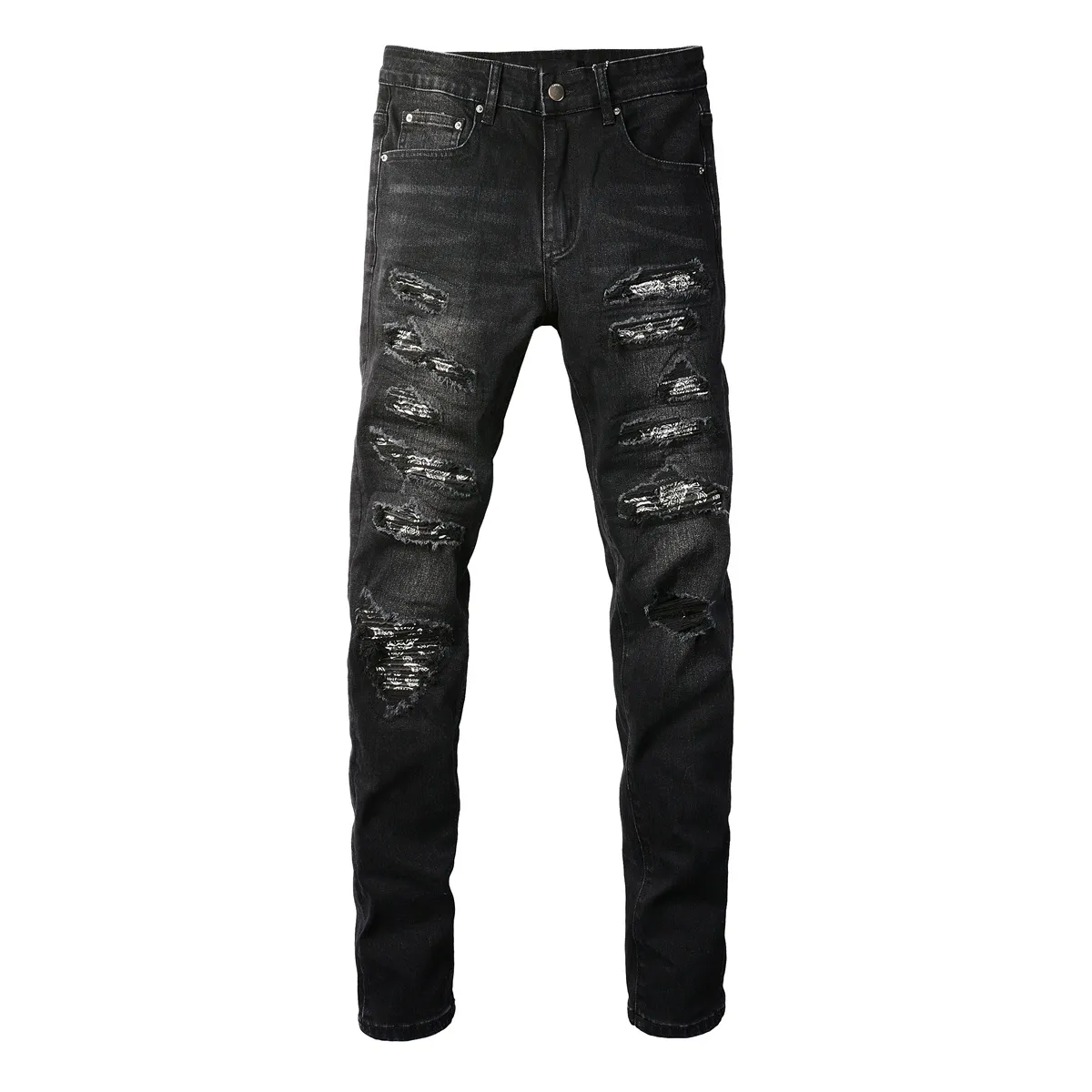 Ripped Biker Jeans for Men - Slim Fit Distressed Denim Pants, High ...