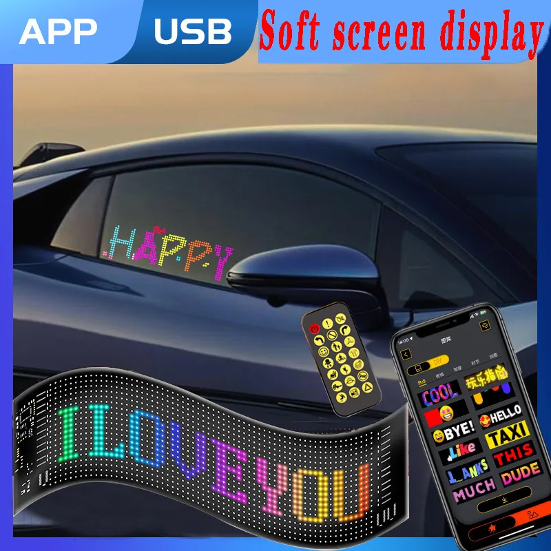 LED Car Window Display, Programmable LED Display USB Powered Flexible ...