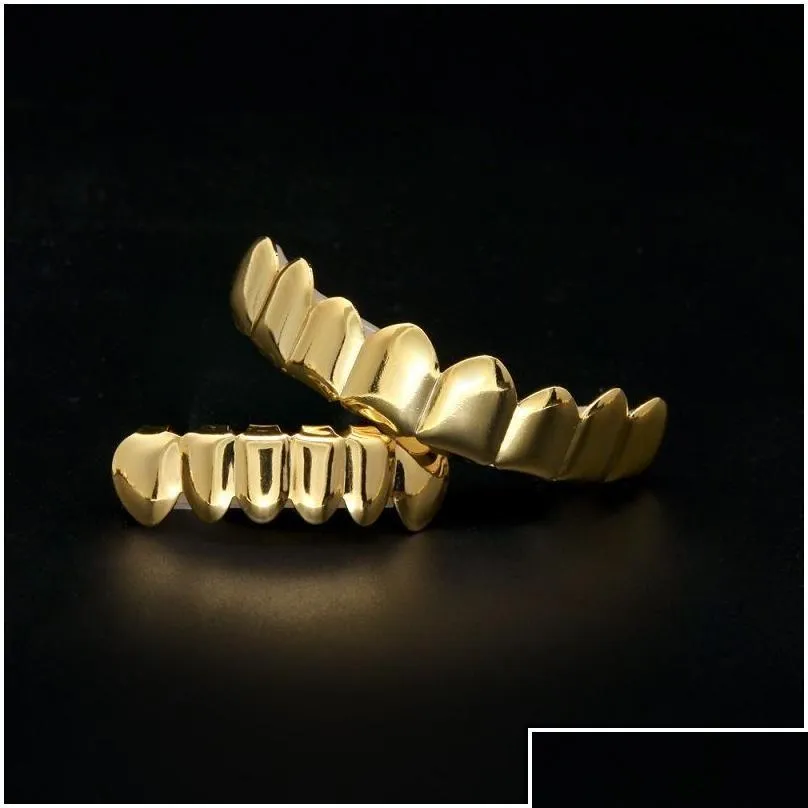 Gold Dental Gold Plated Teeth Grillz Set For Men High Quality Hip Hop ...