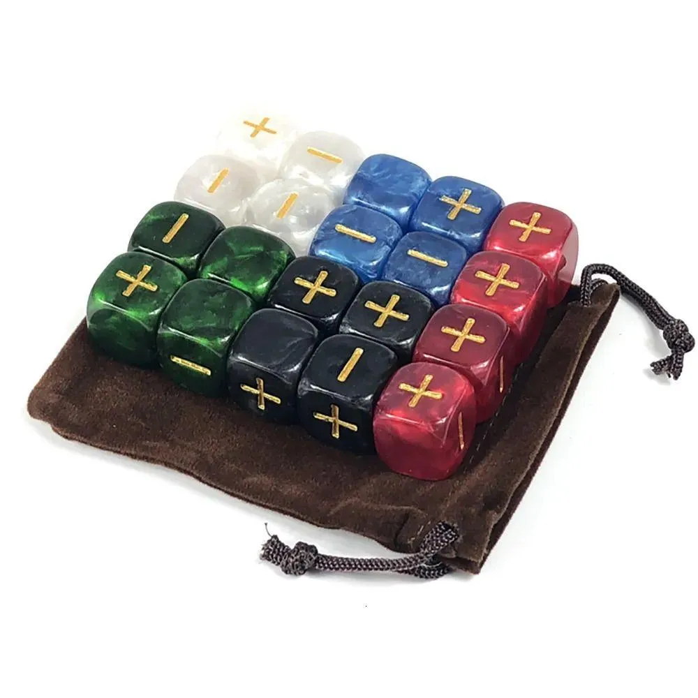 20 Fate Dice Set With Bag For Catan Dice Game Gold Ink Tabletop Desk ...