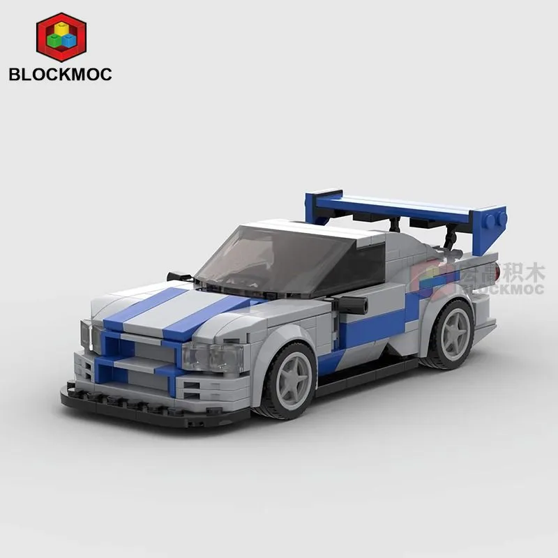 GTR R34 Racing Sports Car Larcele Building Blocks MOC Brick Speed Racer ...