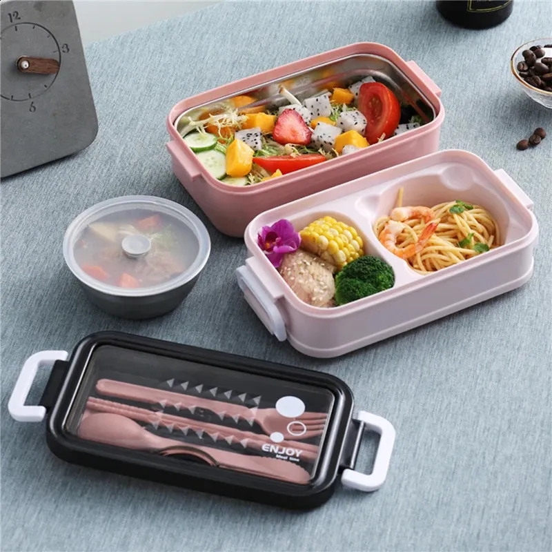 Food Grade 304 Stainless Steel and PP Insulated Lunch Box, Sealed Anti ...
