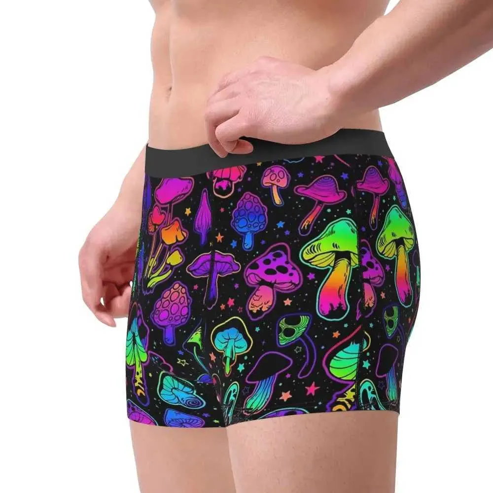 Psychedelic Mushroom Print Men's Boxer Briefs - Breathable & Coolest ...