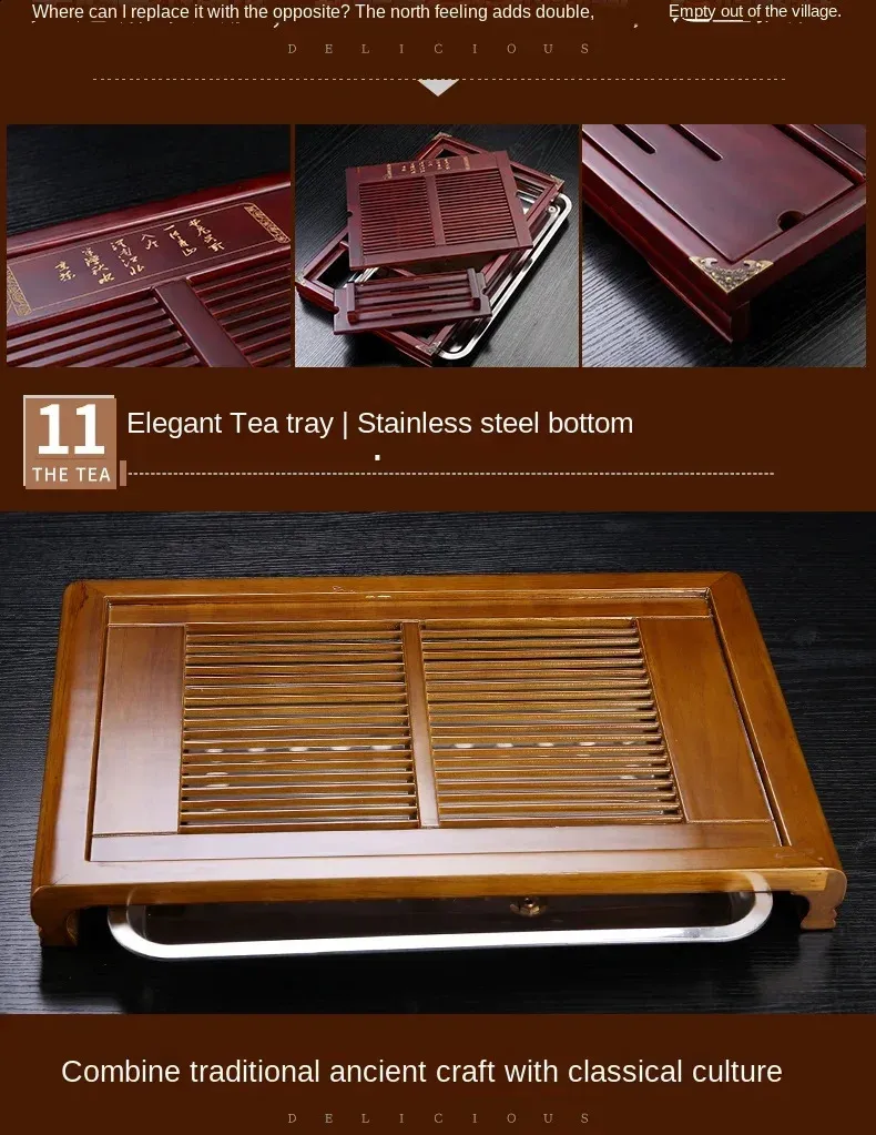 Gongfu Tea Tray, Solid Wood Tea Tray With Integrated Water Storage ...