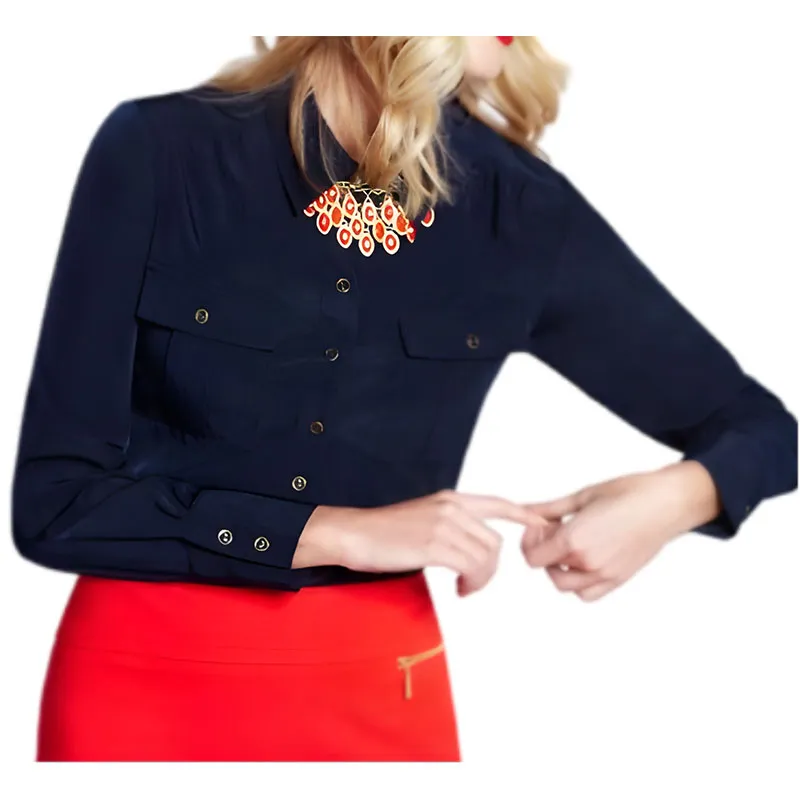 Polyester Blouses For Women Solid Color Lightweight Blouse In Washed ...