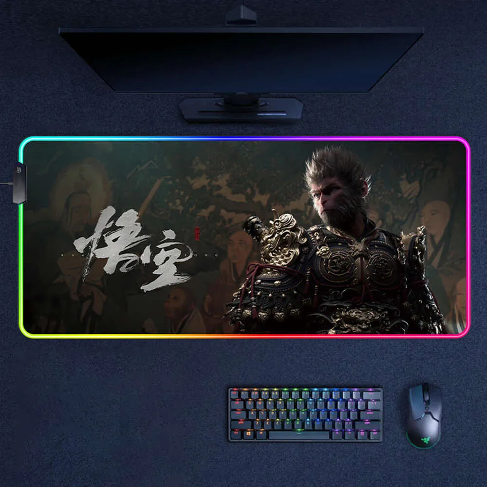 Black Myth WuKong Non Slip LED Mouse Azeron Gaming Pad Large Waterproof ...