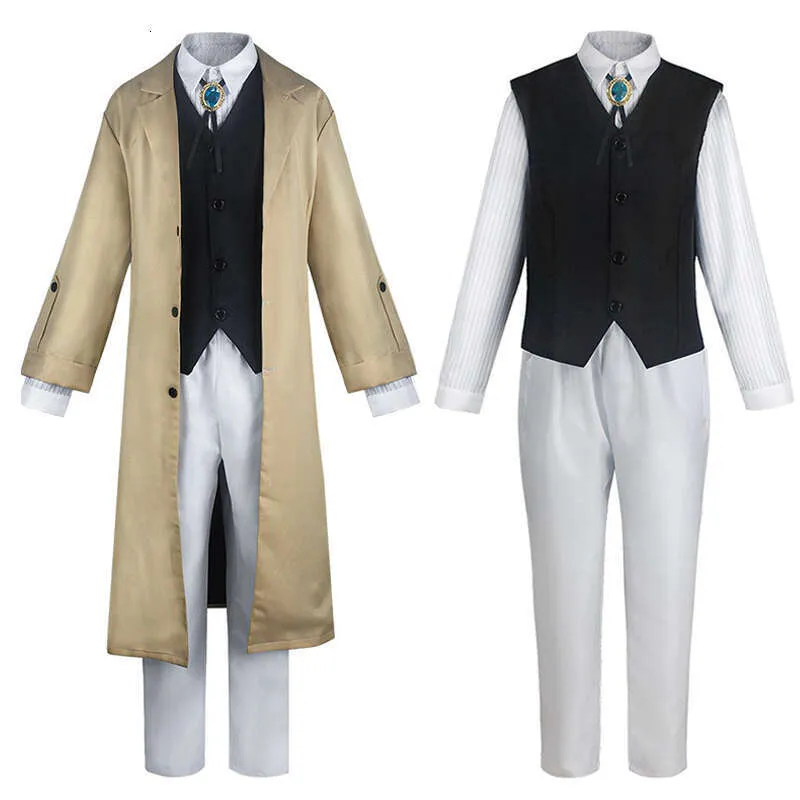Adult Halloween Cosplay Costume Set Detective Dazai Osamu Outfits With ...