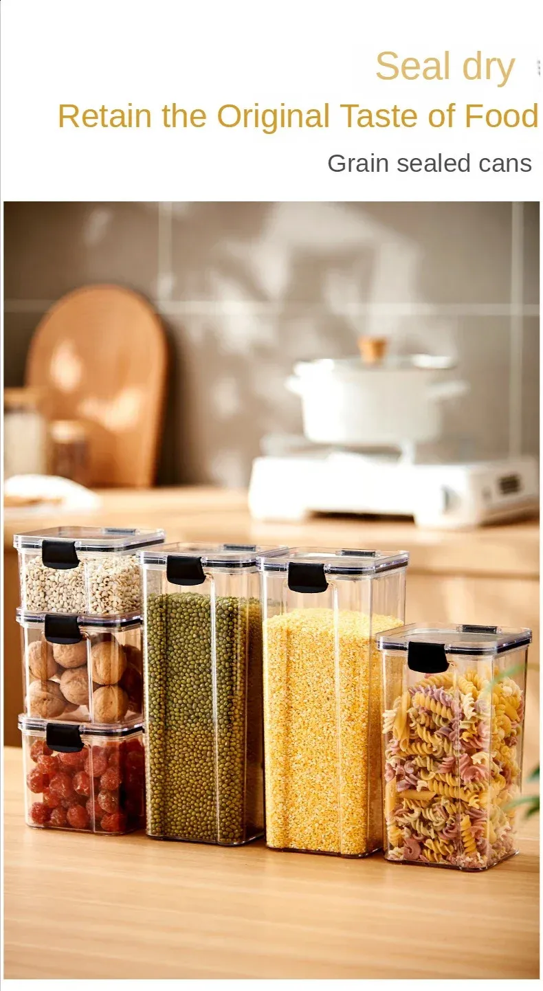 Premium Plastic Pantry Containers with Lids Bulk Set - Kitchen Storage ...