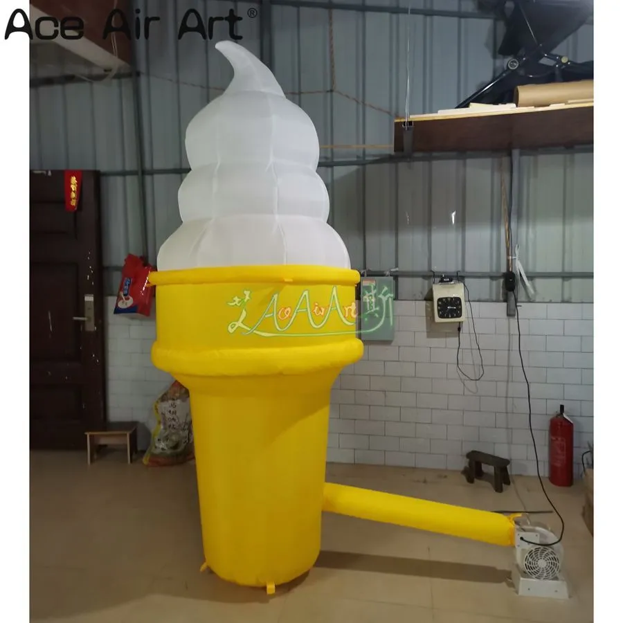 Giant Inflatable Ice Cream Cone With Led Beacon Light Perfect For Shop ...
