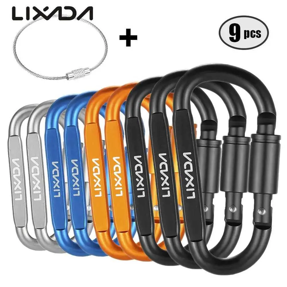 DHgate.com:9-Pack Locking Carabiner Clips - Heavy Duty Aluminum D-Ring ...