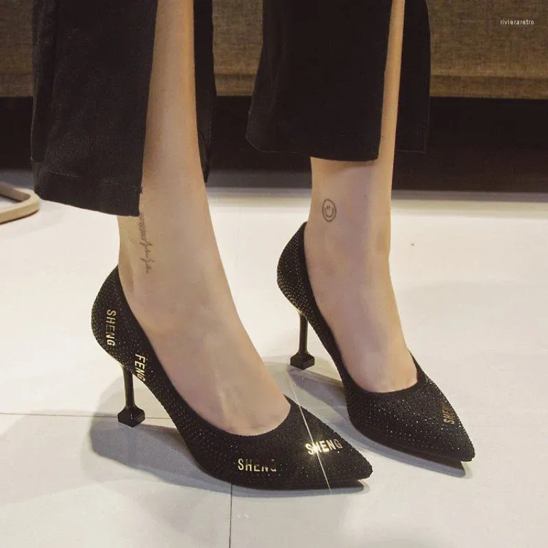 Luxury Rhinestone High Heel Sequin Dress Shoes For Women Thin, Elegant ...