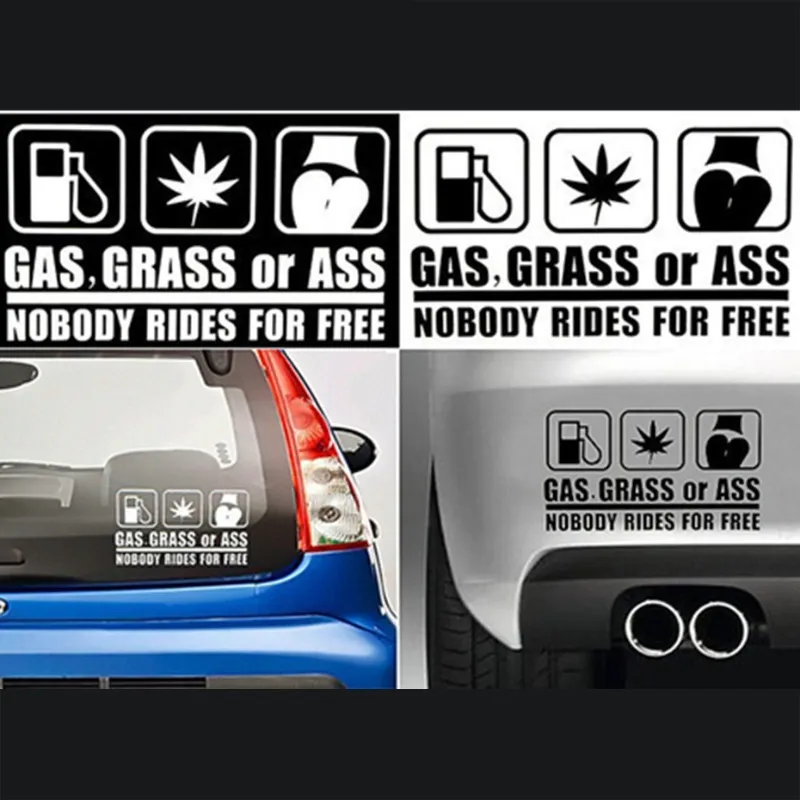 Reflective Car Sticker - Gas Grass or Ass - Nobody Rides for Free - D1 ...