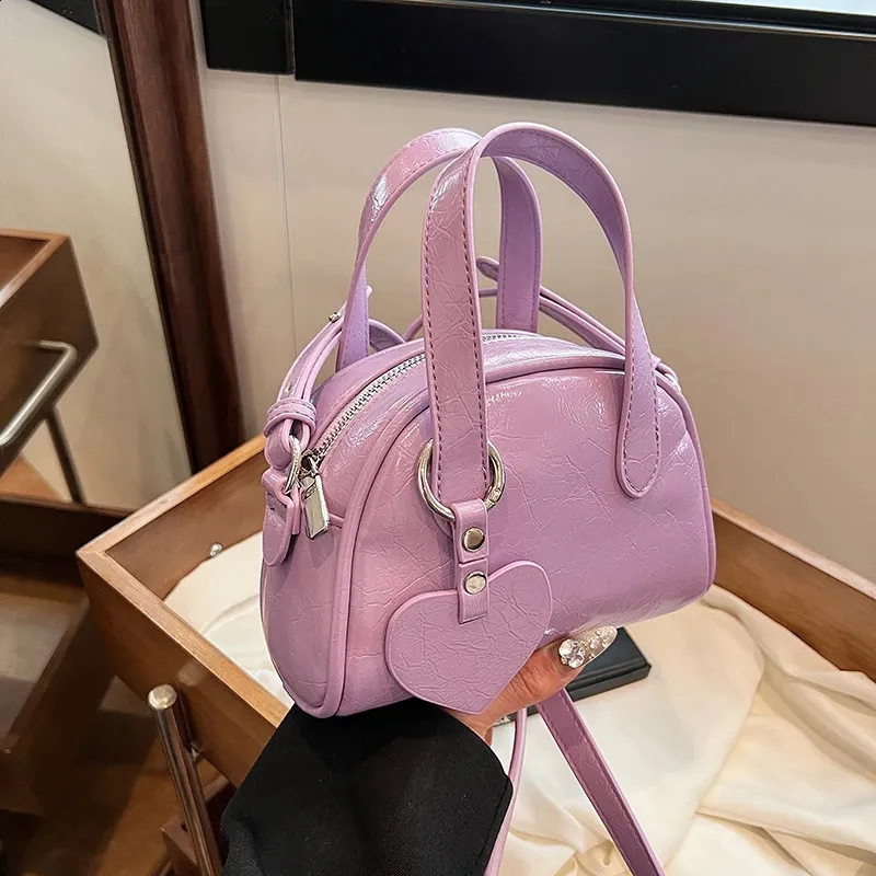 Silver Crossbody Bag With Short Handle For Women Y2K Mini Purse Purple ...