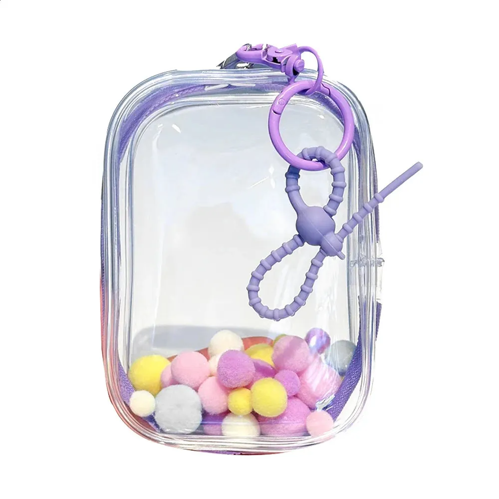 Transparent PVC Mystery Box Organizer Keychain Clear Makeup Bag Protect ...