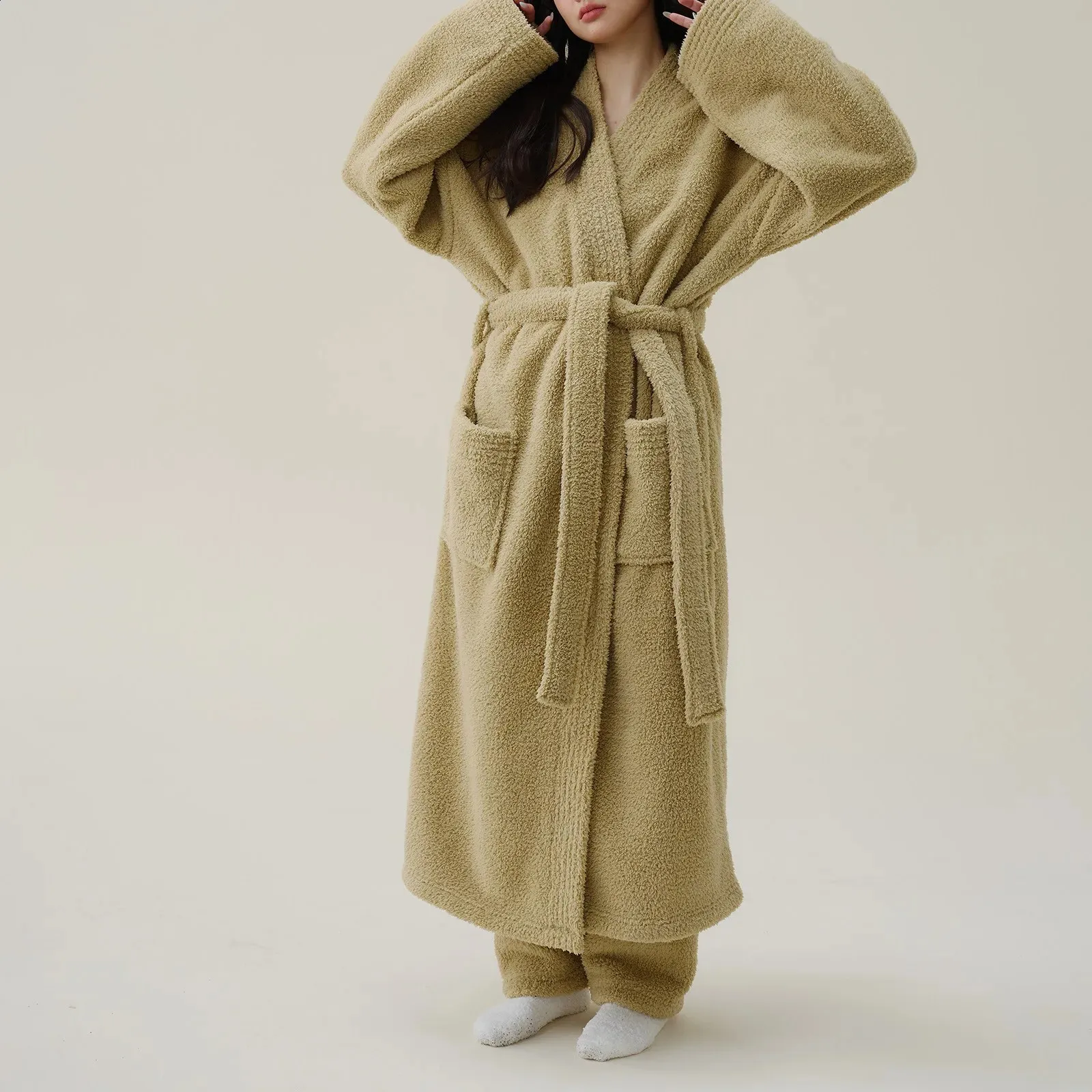 DHgate.com:Womens Plush Fleece Kimono Robe - Cozy Winter Flannel ...