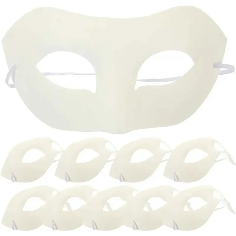10 Pack White Paper Masquerade Masks - DIY Blank Half Face Animal Masks ...
