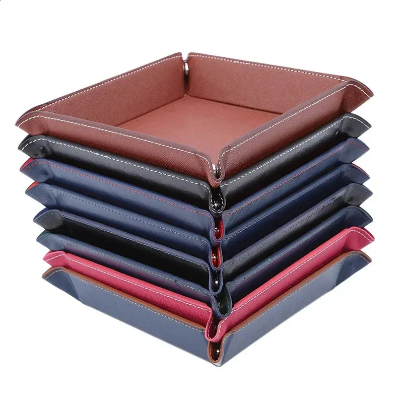 Premium Folding Valet Tray Organizer - Portable PU Leather Storage for ...