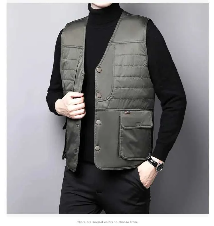 Premium Winter Vest for Men - Thickened Outdoor Black Denim Vest Jacket ...