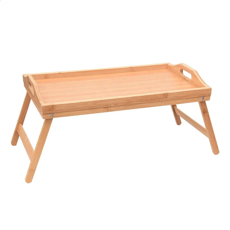 Bamboo lap table for bed Table with Folding Legs, Handle, and Foldable ...