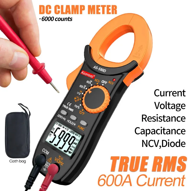 ACDC Digital Clamp Meter 600A True RMS Multi-Tester - Voltage, Current ...