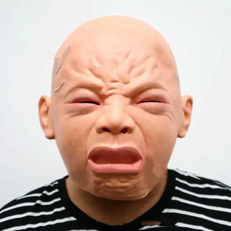 Full Face Costume Mask - Halloween Crying Baby Latex Mask, Creepy Doll ...