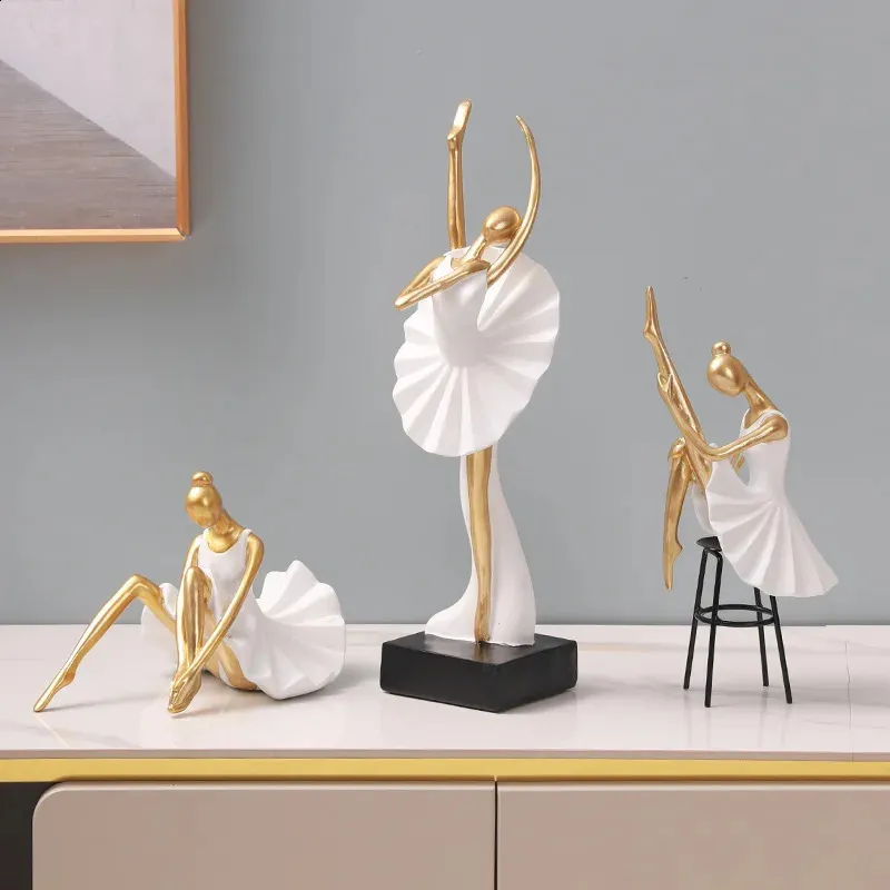 Elegant Ballet Ballerina Sculpture: Gold Home Decoration, Modern ...