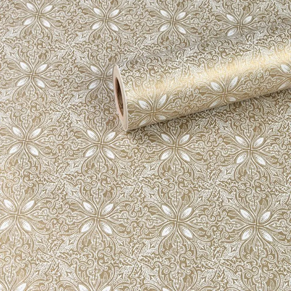 Gold Floral Self Adhesive Wallpaper Peel And Stick Waterproof, Self ...