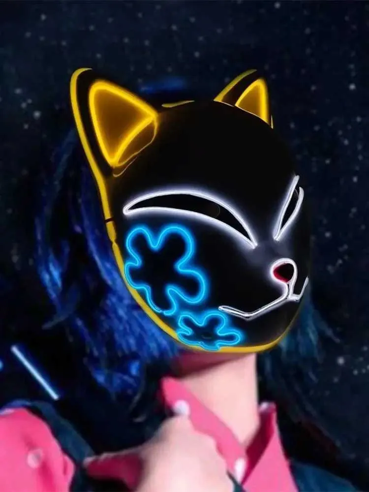 Cat Women Mask: Glowing LED Halloween Mask Anime Cosplay Lighting ...