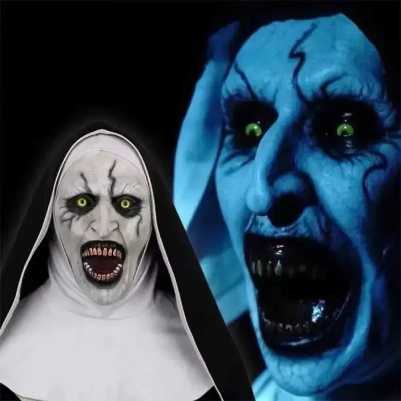 Nun Halloween Costumes: Scary Nun Mask With Cross Necklace And ...