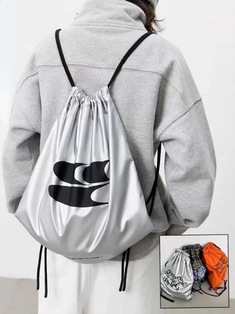 Drawstring Backpack Mini Bucket Shape PU Material Lightweight Travel ...