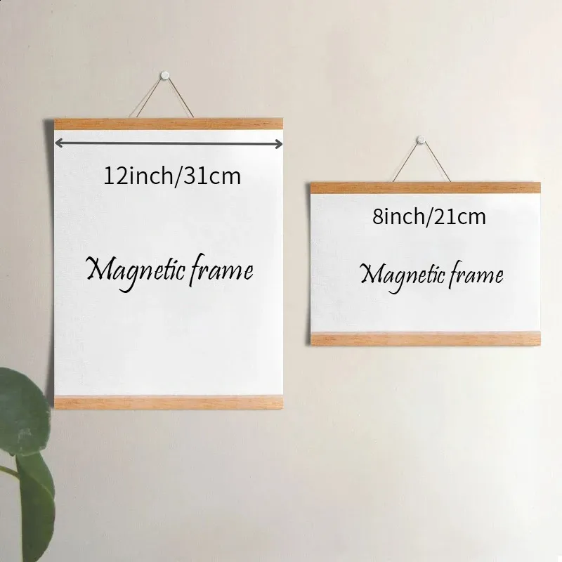 Premium Wooden Magnetic Poster Hanger Frame - Easy Hanging for Art ...