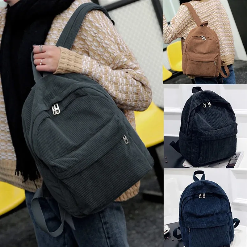 Corduroy Bag: Student Backpack, College Style, Multi Purpose ...