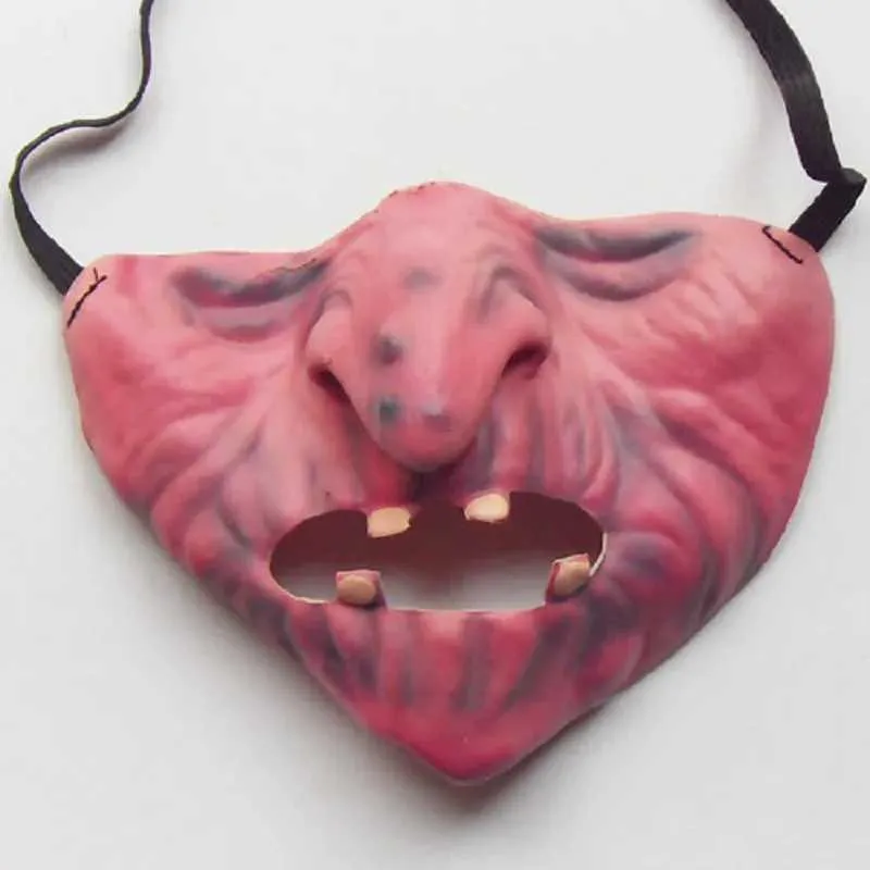 Men Women Half Face Mask Big Teeth Smile Latex Villain Joke Halloween ...