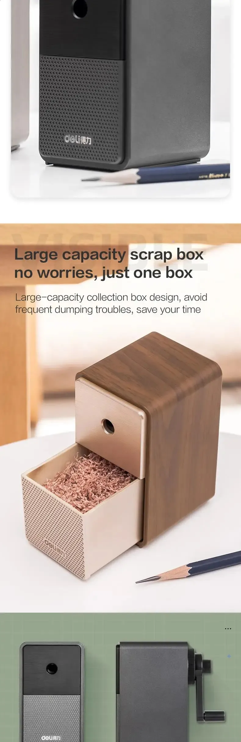 Classic Hand Crank Pencil Sharpener - Long Lasting Blade for Various ...