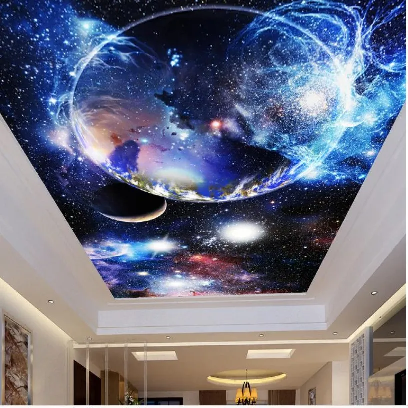 Modern Earth 3d Model Ceiling Backdrop With Custom Starry Sky Mural For ...