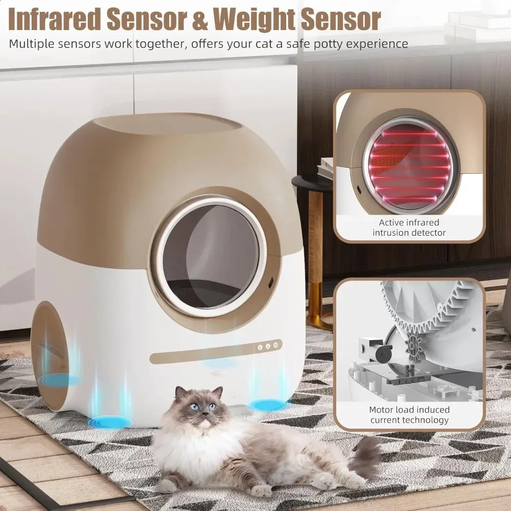 Self-Cleaning Cat Litter Box with Air Duct, Odor Control, and Automatic ...