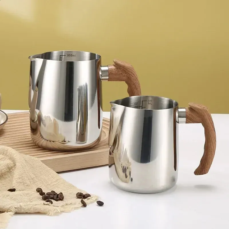 DHgate.com:Stainless Steel Milk Frothing Pitcher with Wooden Handle ...