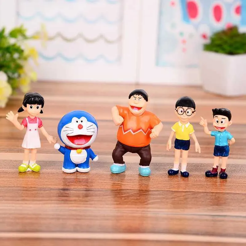 Doraemon Family Portrait Pvc Doll |Décor De Jardin Créatif Miniature Du ...