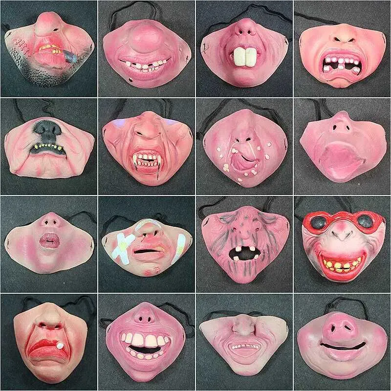 Men Women Funny Half Face Mask Big Teeth Smile Simulated Ugly Face ...